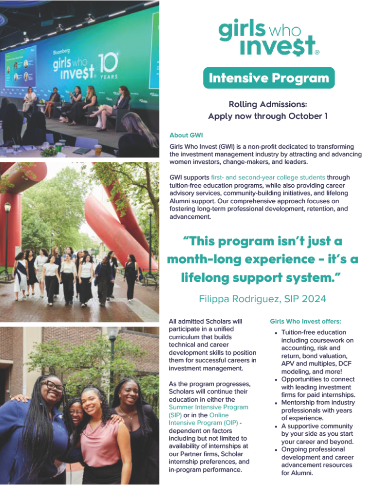 Girls Who Invest 2026 GWI Intensive Program