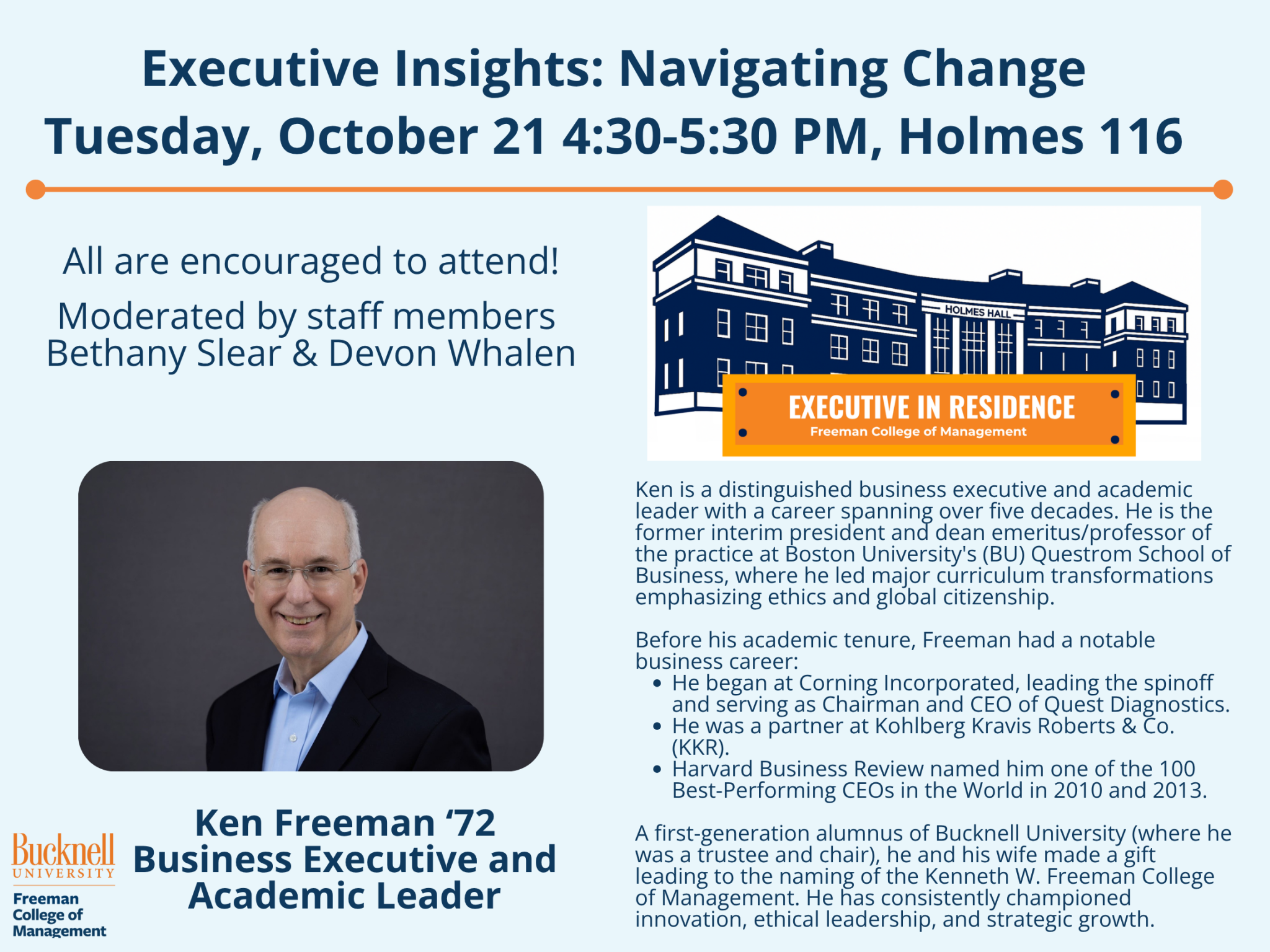 Executive Insights: Navigating Change with Ken Freeman, T, Oct 21, 4:30 ...